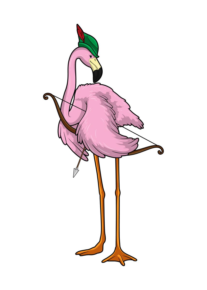 'Flamingo Archer Arrow Bow' Poster, picture, metal print, paint by ...