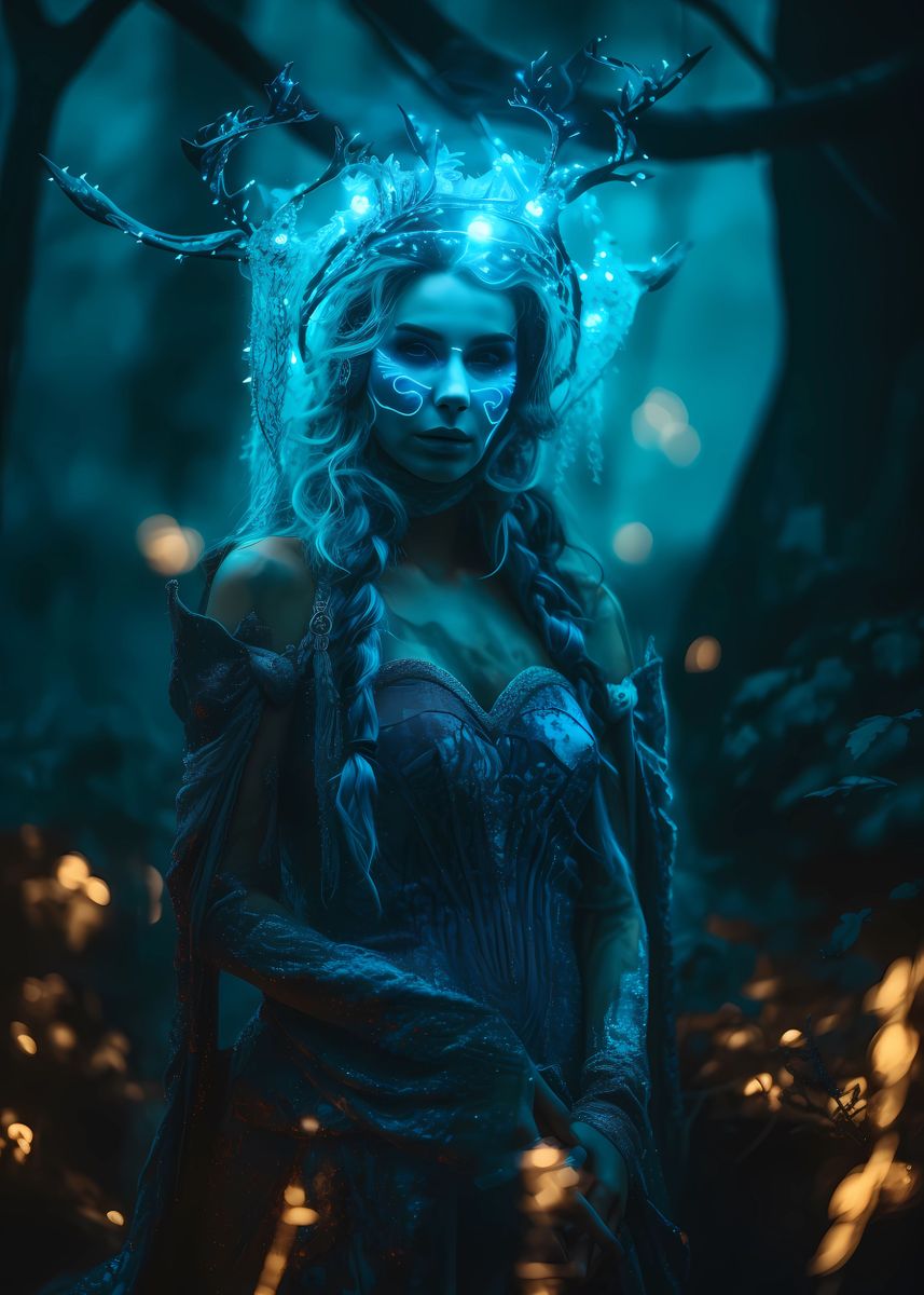 'Blue forest enchantress' Poster, picture, metal print, paint by Jiri ...