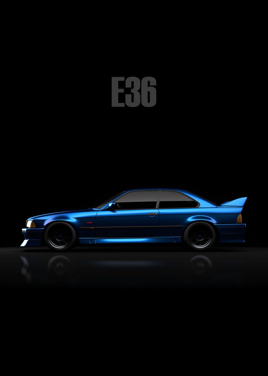 'E36 Bimmer Classic Cars' Poster, picture, metal print, paint by Masje ...