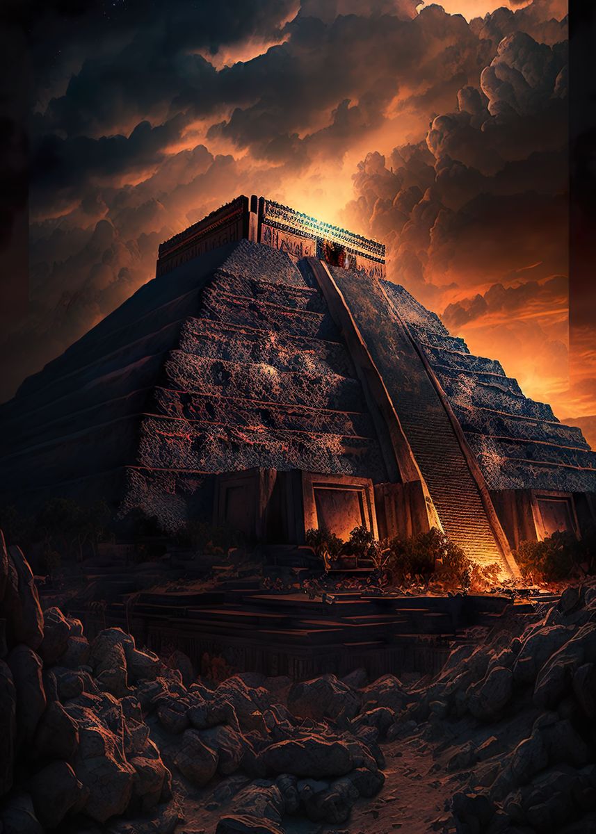 'Mystical Maya pyramid' Poster, picture, metal print, paint by ...