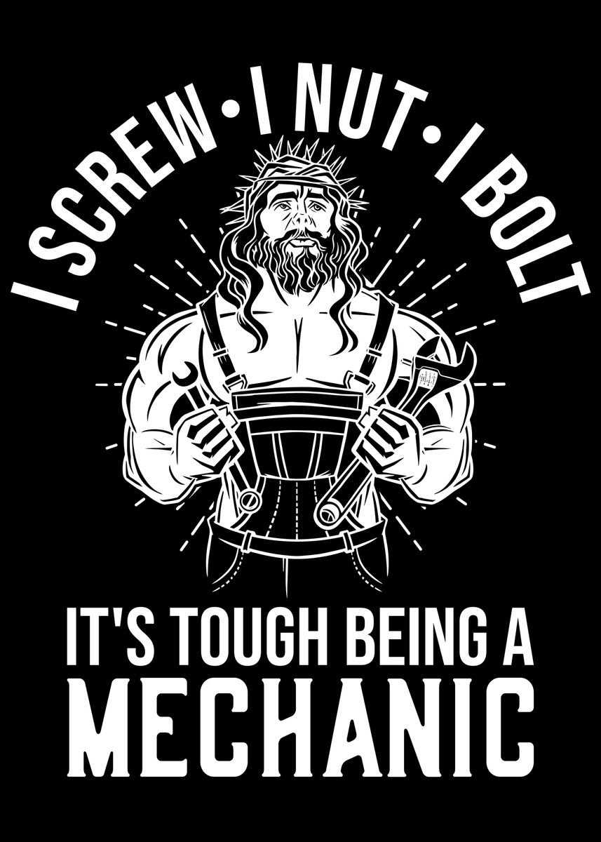 'Jesus Car Mechanic ' Poster, picture, metal print, paint by ...