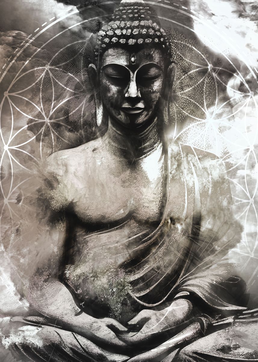 'Glowing smoke Buddha ' Poster, picture, metal print, paint by MCAshe ...