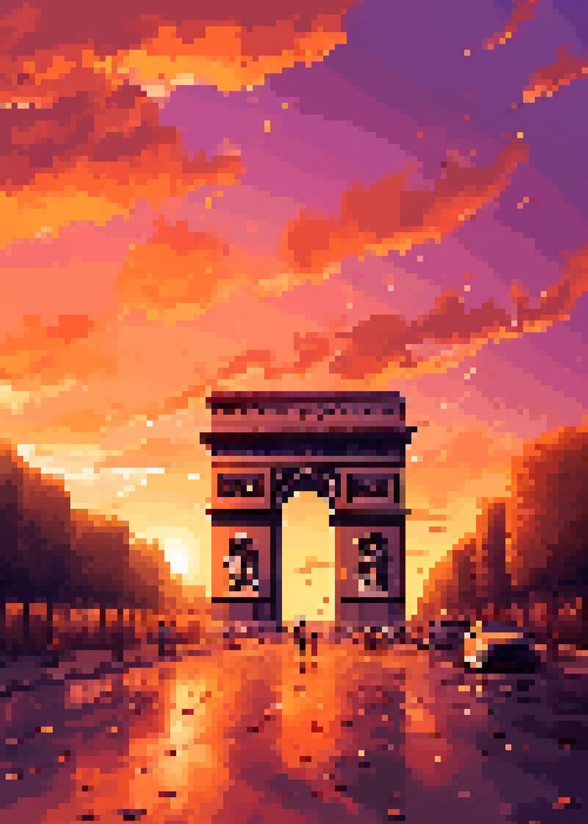 'Arc de Triomphe pixel art' Poster, picture, metal print, paint by ...