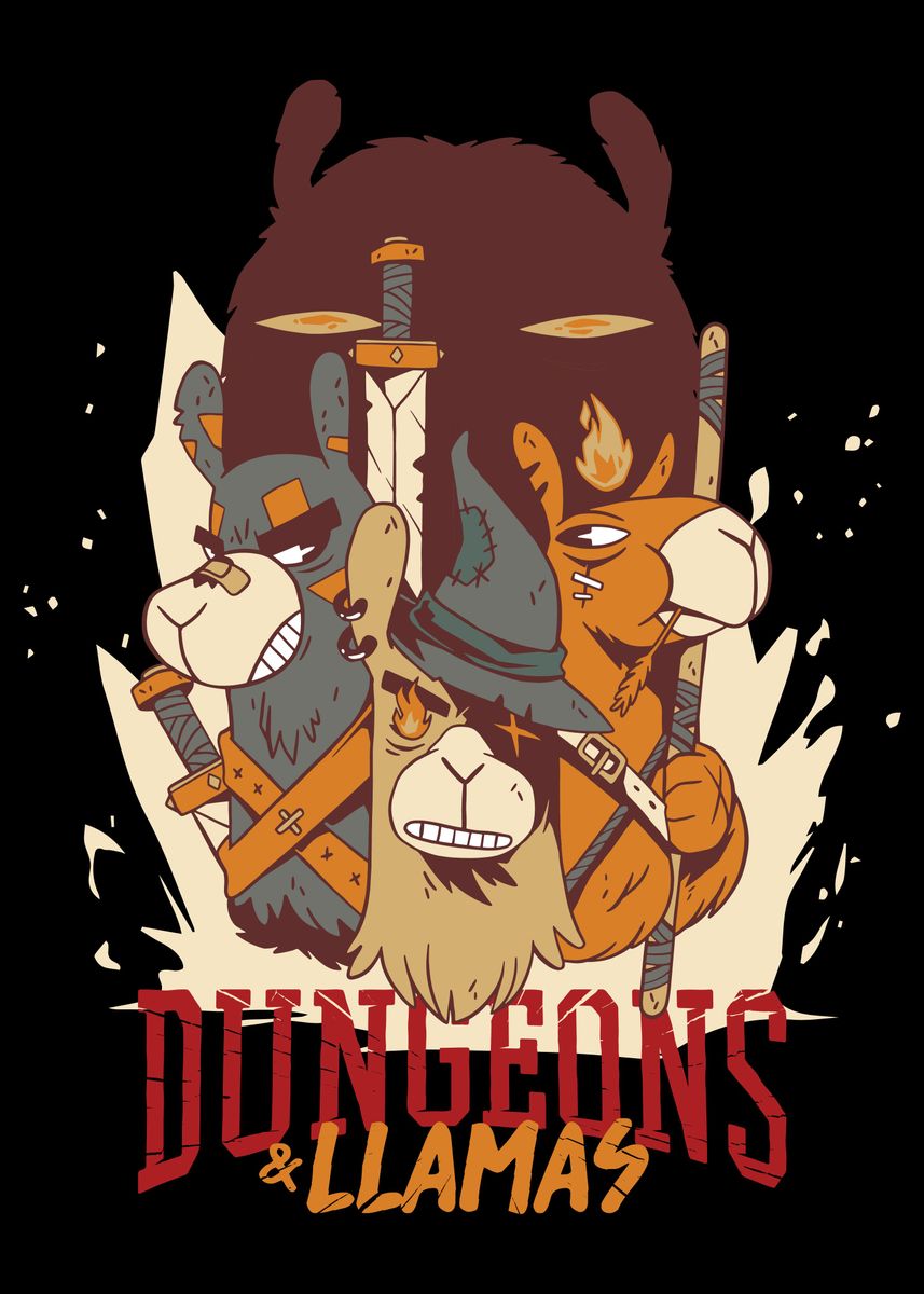 'Funny Llama Tabletop RPG' Poster, picture, metal print, paint by ...