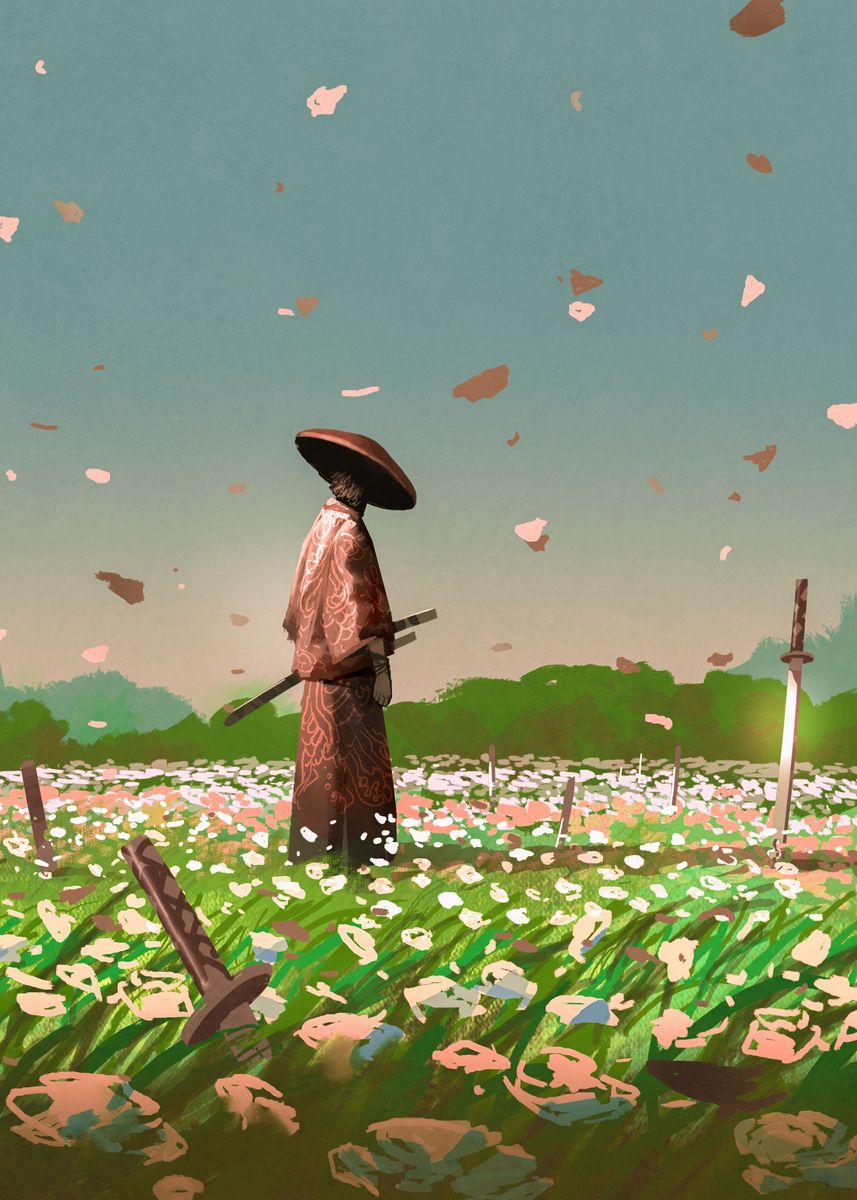 'Samurai in the field' Poster, picture, metal print, paint by Leika ...
