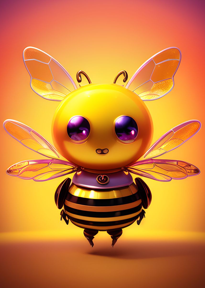 'Cute Futuristic Honey Bee' Poster, picture, metal print, paint by ...