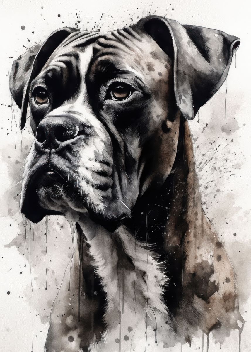 'Boxer Dog Loyal Companion' Poster, picture, metal print, paint by ...