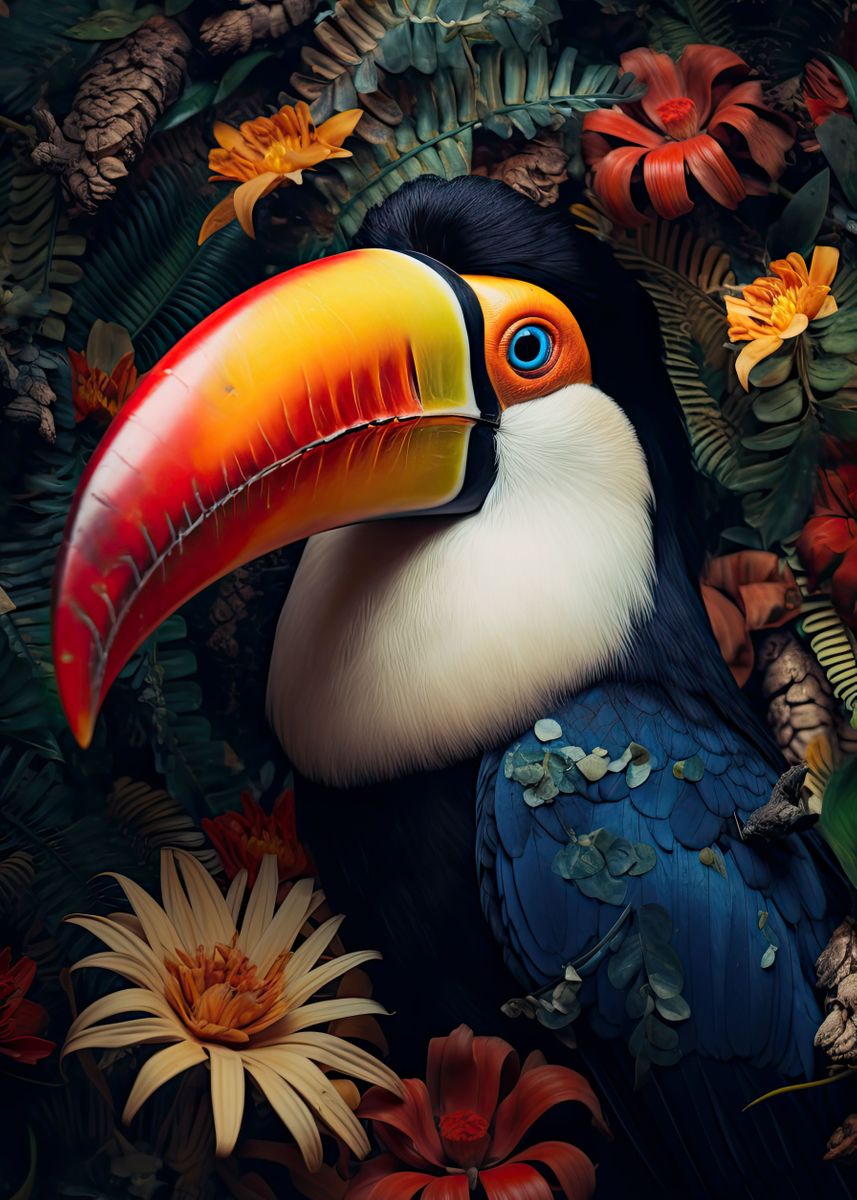 'Tucan bird in the jungle' Poster, picture, metal print, paint by ...
