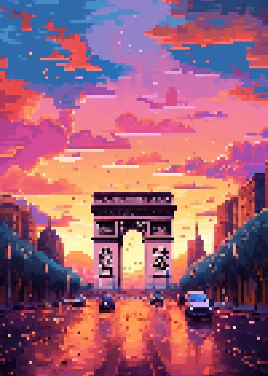 'Paris pixel art' Poster, picture, metal print, paint by Powerful Words ...