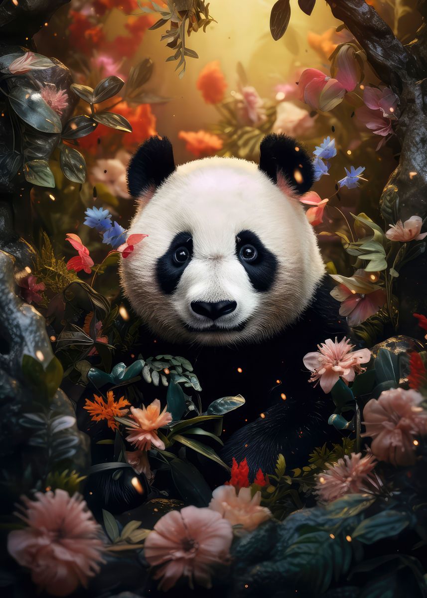 'Panda in the jungle' Poster, picture, metal print, paint by Steven ...