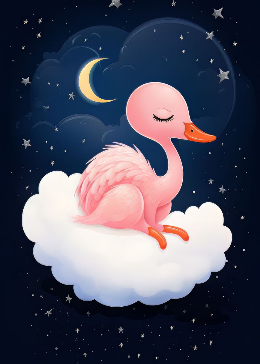 'Pink Flamingo Sleeping' Poster, picture, metal print, paint by Scott ...
