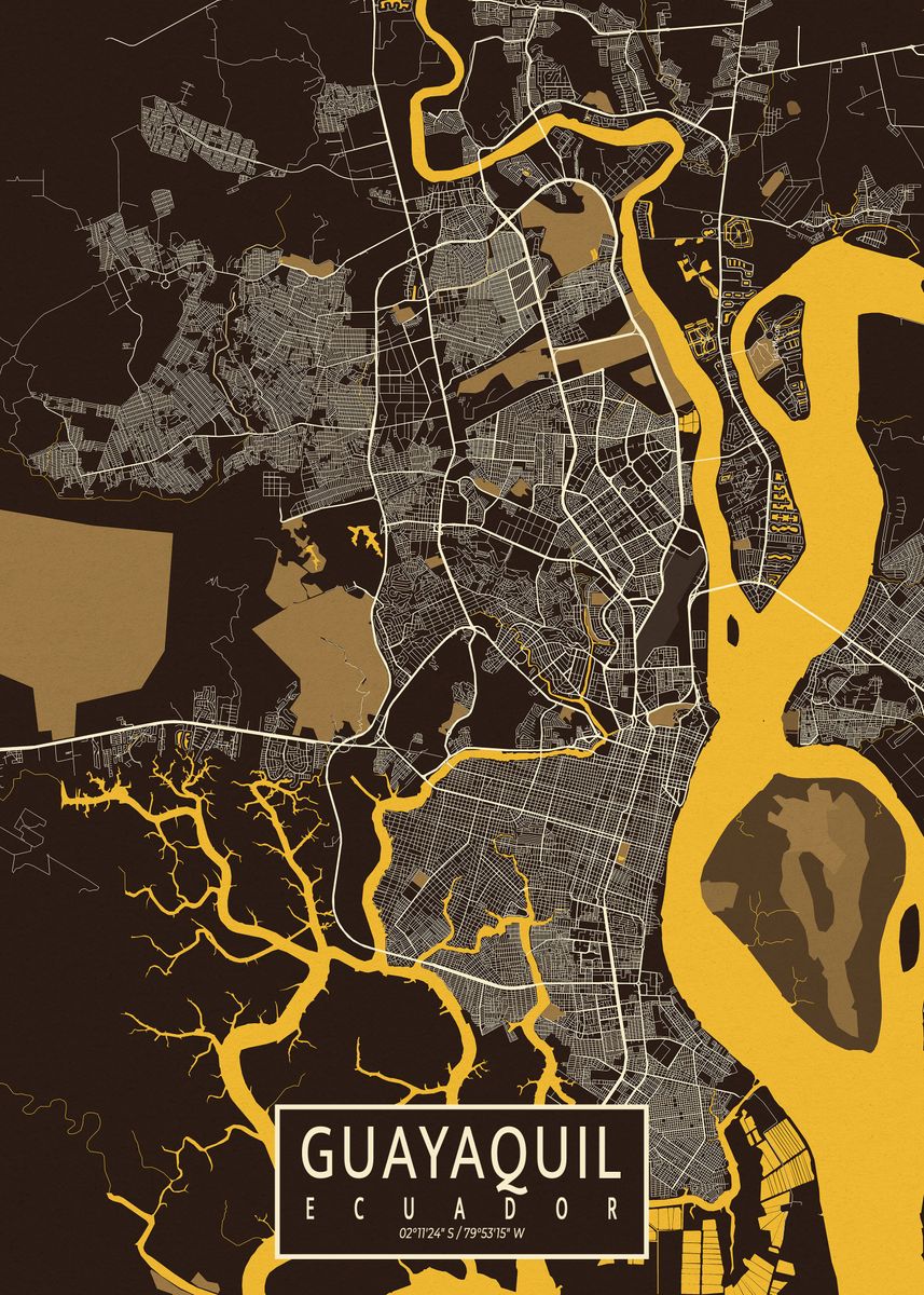 'Guayaquil City Map Pastel' Poster, picture, metal print, paint by ...