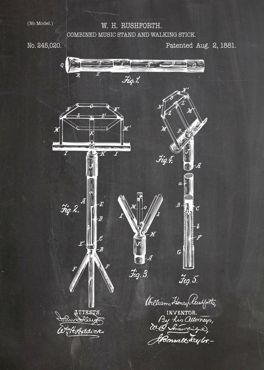'Music stand patent 1881' Poster by Designersen | Displate