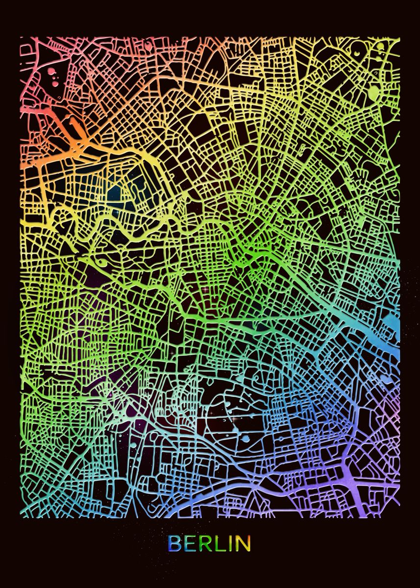 'Berlin City Map' Poster, picture, metal print, paint by Terrance Seay ...