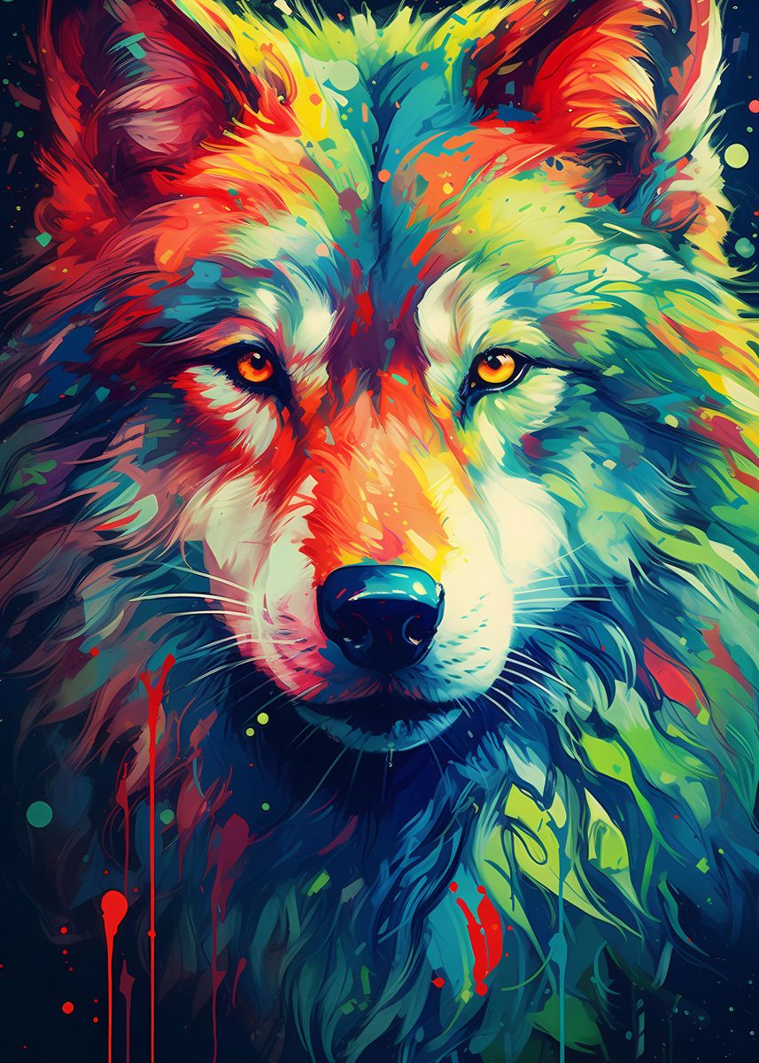 'Wolf Color' Poster, picture, metal print, paint by DecoyDesign | Displate