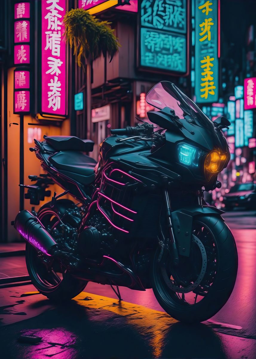 'Neon Ride Tokyo Drift' Poster, picture, metal print, paint by ...