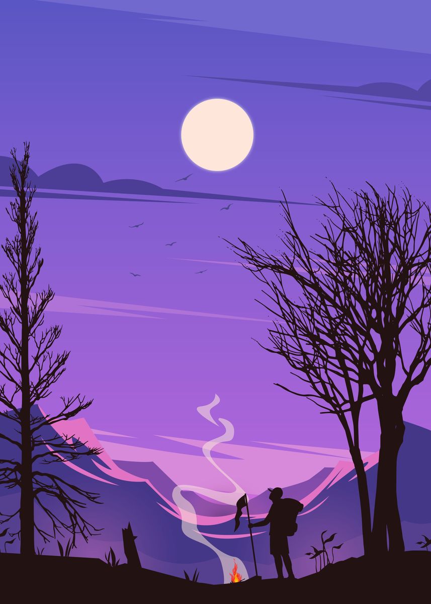 'Man Fire Forest' Poster, picture, metal print, paint by NIZAM KHAN ...