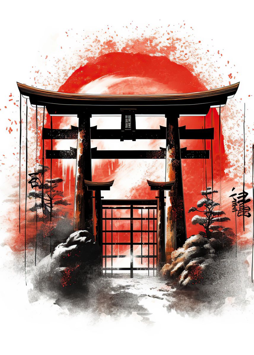 'Torii Gate Japanese' Poster, picture, metal print, paint by Desiree ...