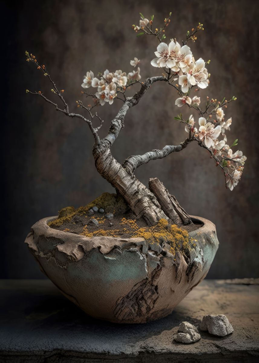 'Bonsai Tree Still Life 2' Poster, picture, metal print, paint by ...
