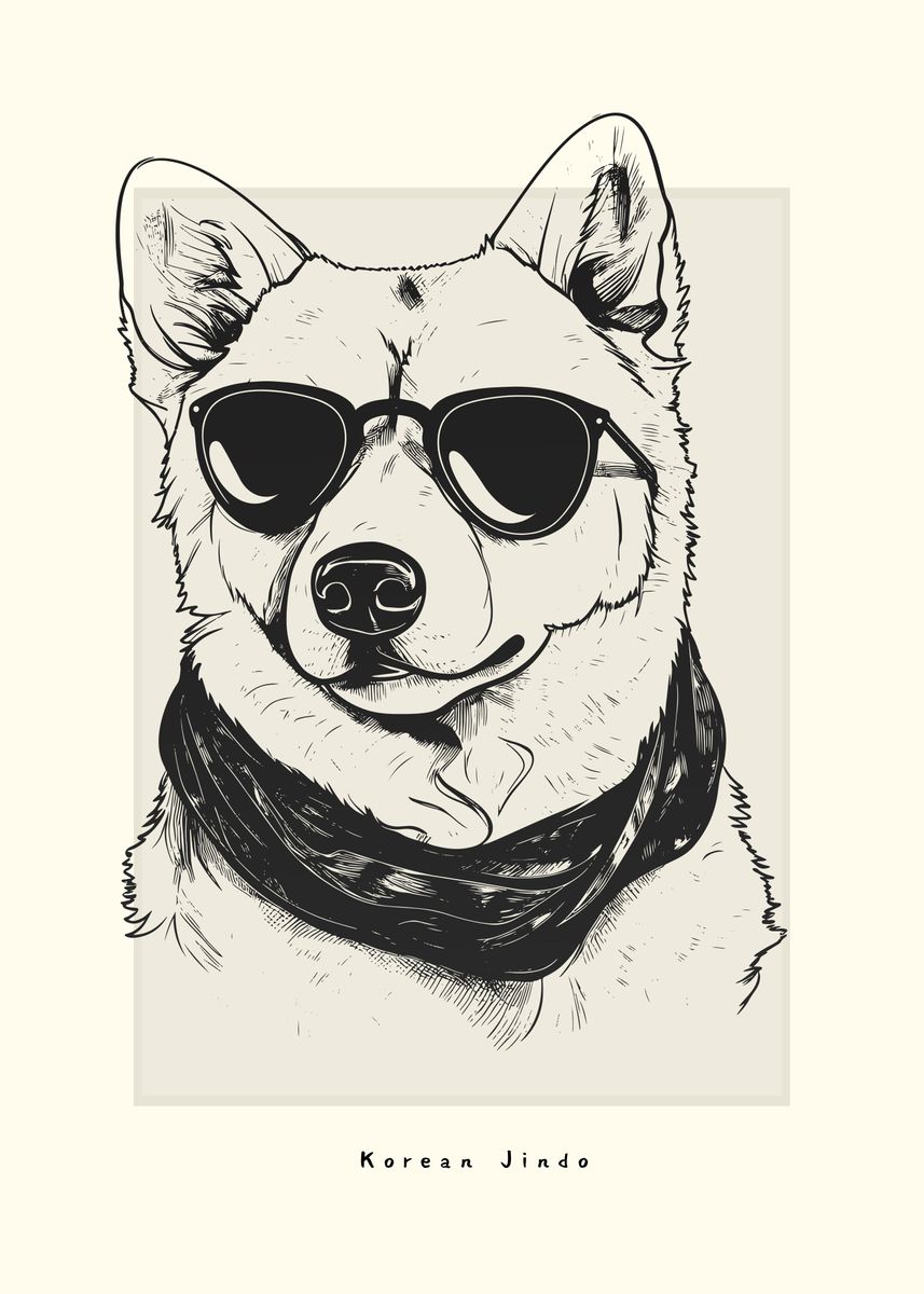'Korean Jindo Illustration' Poster, picture, metal print, paint by ...