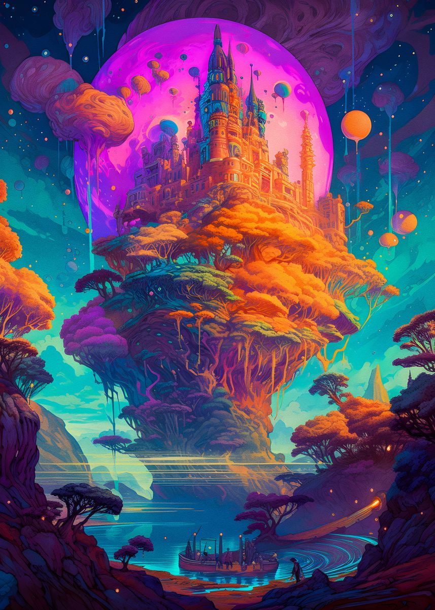 'Castle in space 8' Poster, picture, metal print, paint by Muhammad ...