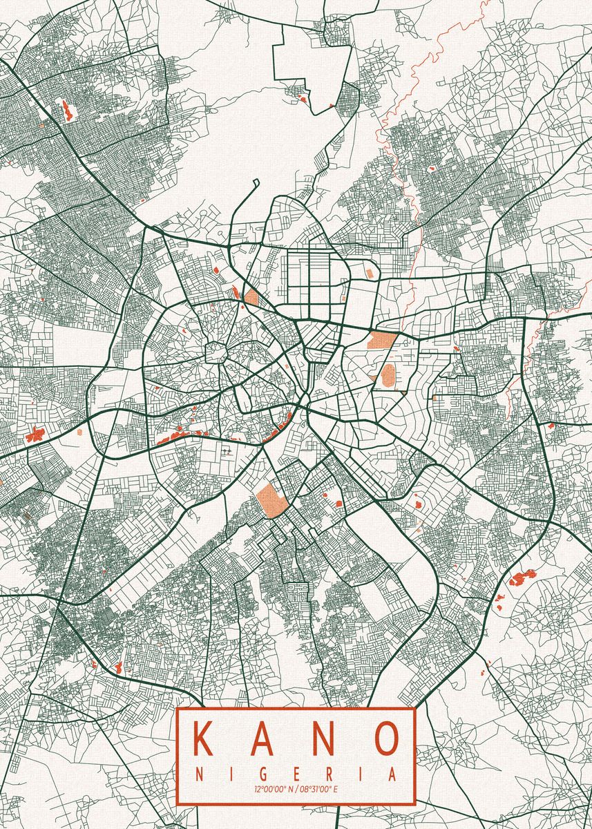 'Kano City Map Bohemian' Poster by deMAP Studio | Displate