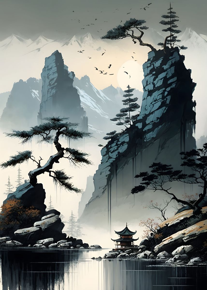 'Watercolor Chinese style' Poster, picture, metal print, paint by ...