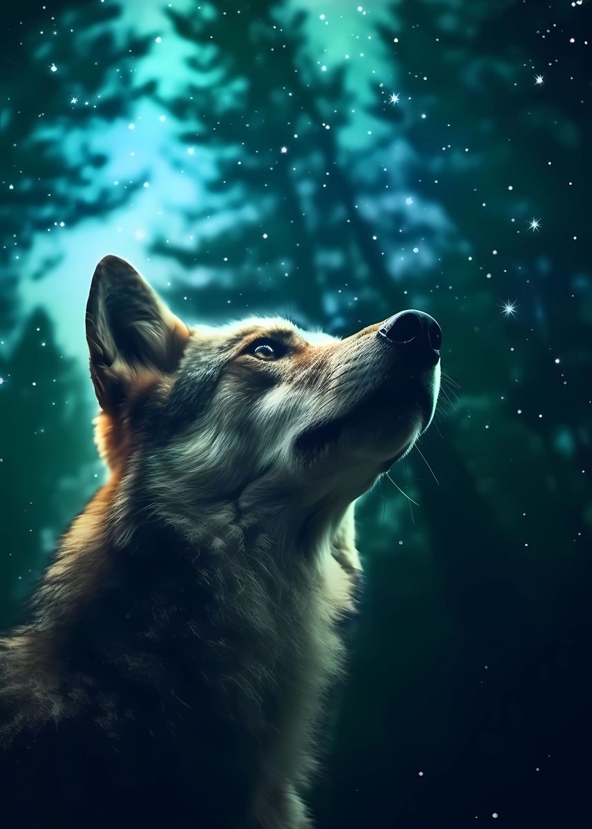 'Wolf Forest' Poster, picture, metal print, paint by DecoyDesign | Displate
