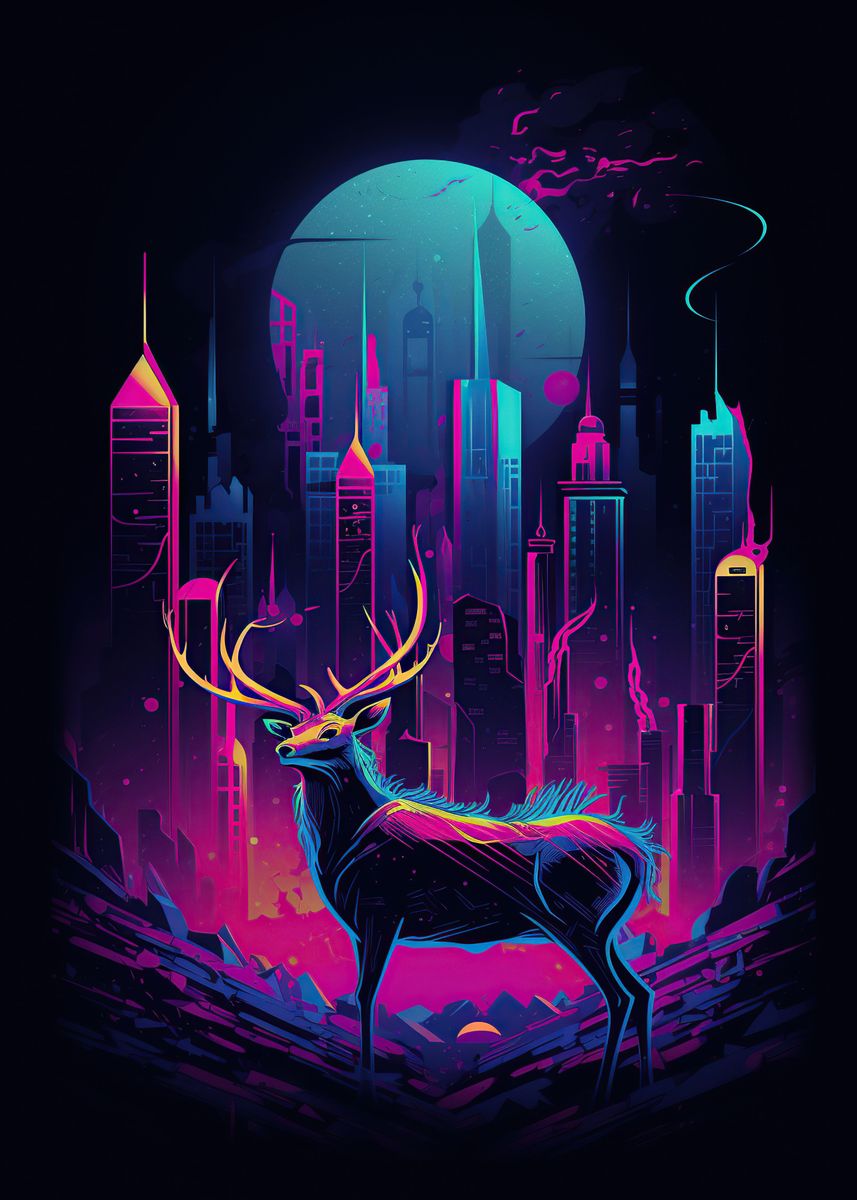 'Enigmatic Beauty Deer Art' Poster, picture, metal print, paint by AMG ...