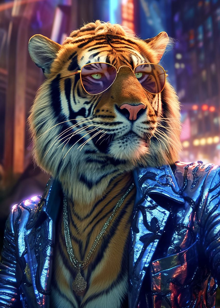 'Party Tiger' Poster, picture, metal print, paint by Karolina ...