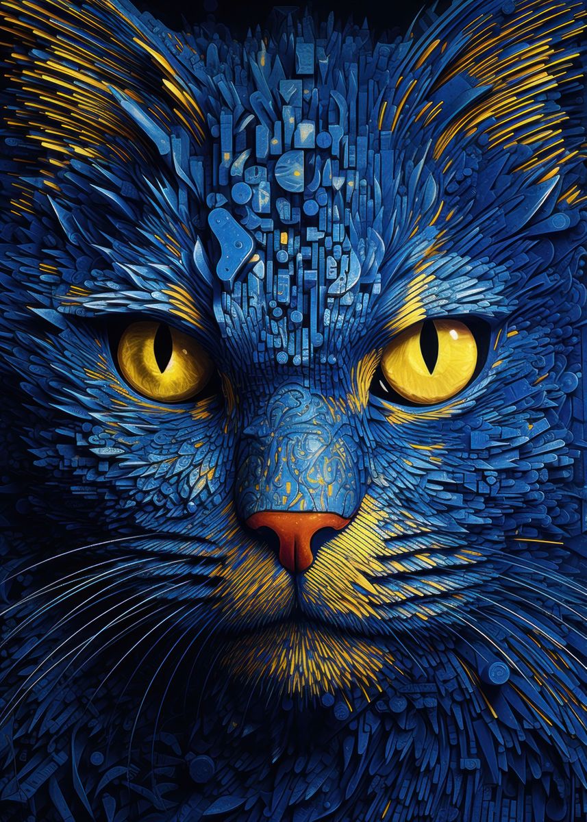 'Blue Cat' Poster by Lootprint | Displate