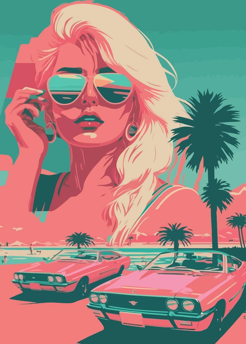 'Travel Girl Beach' Poster, picture, metal print, paint by NIZAM KHAN ...