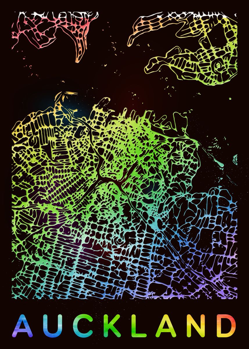 'Auckland Map' Poster, picture, metal print, paint by Terrance Seay ...