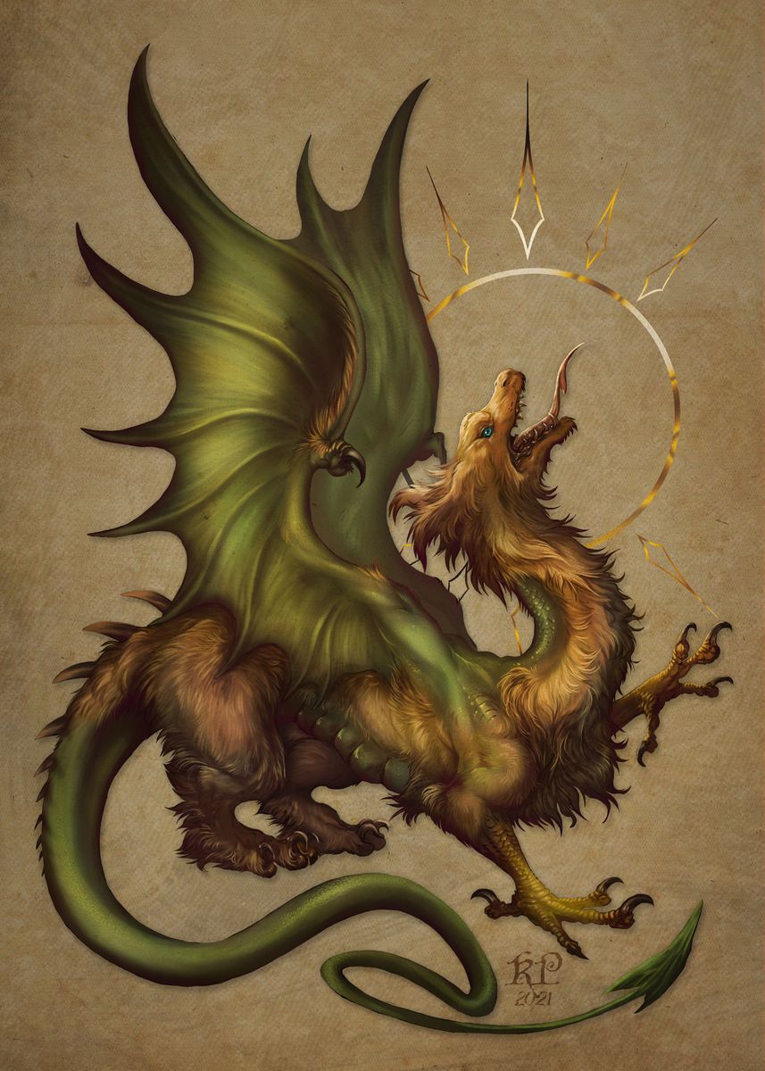 'Medieval Dragon' Poster, picture, metal print, paint by Isvoc | Displate