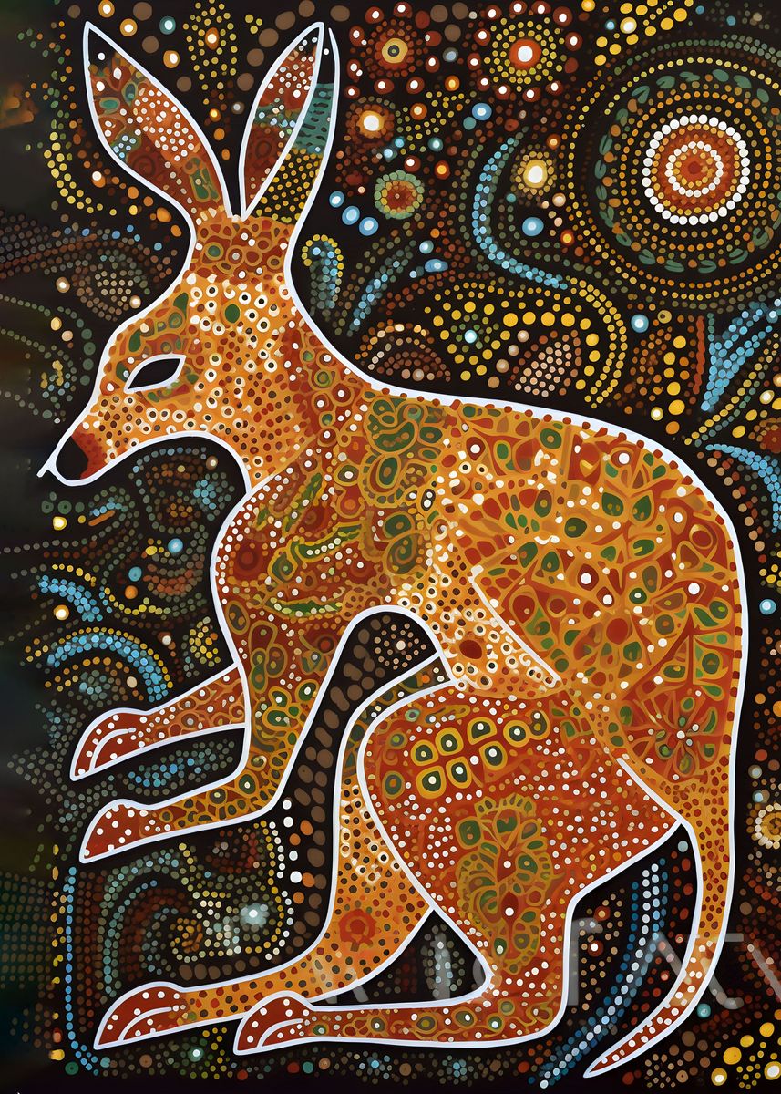 'Kangaroo Aboriginal Art' Poster, picture, metal print, paint by ...