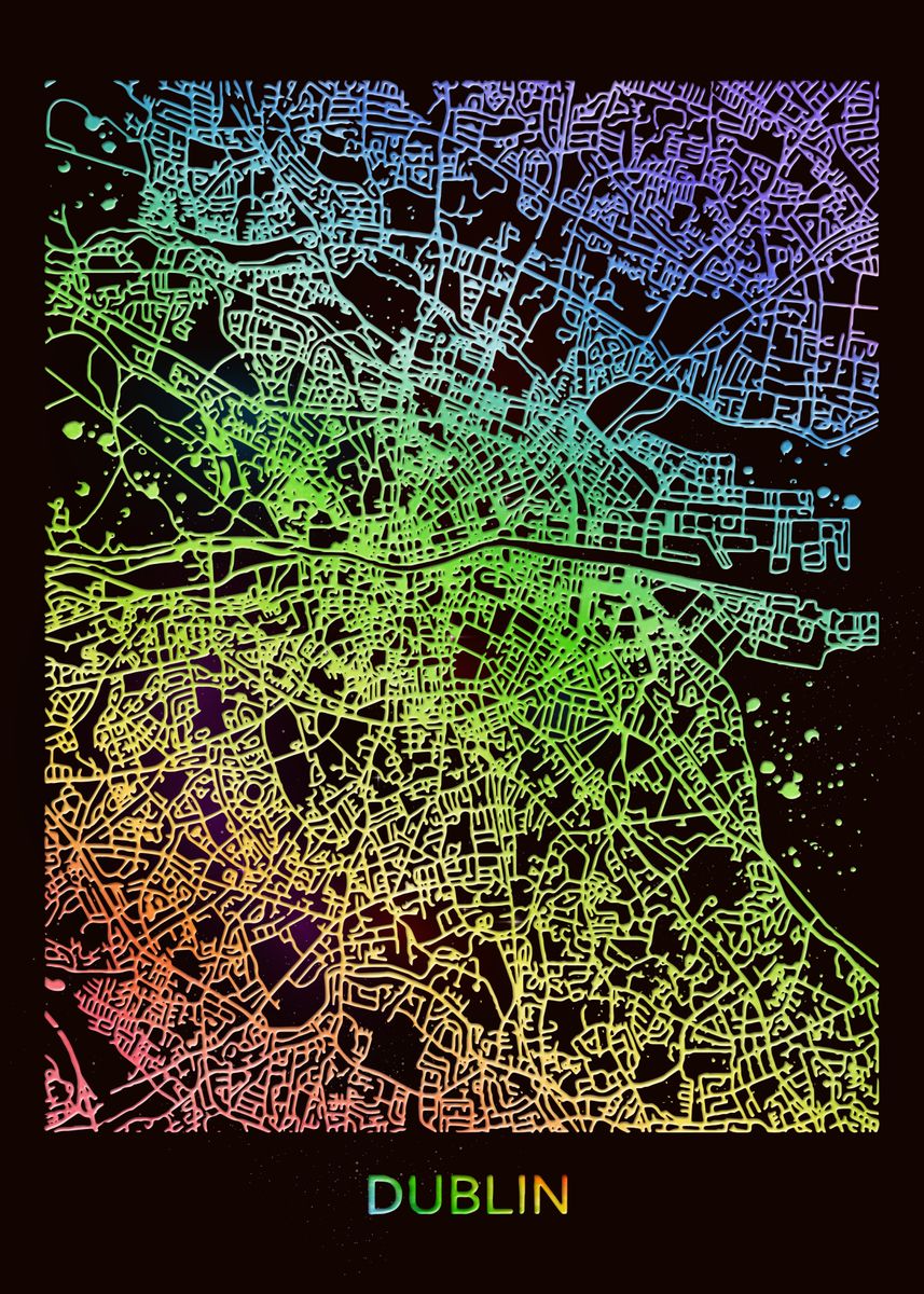 'Dublin City Map' Poster, picture, metal print, paint by Terrance Seay ...