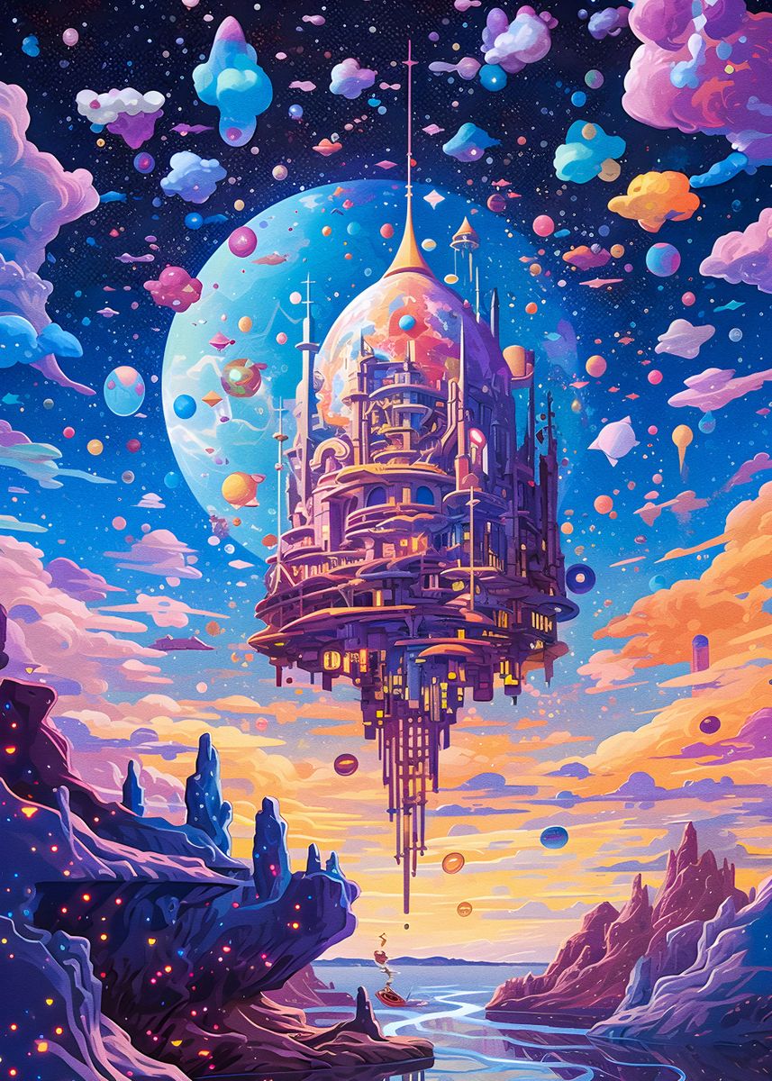 'castle in space 9' Poster, picture, metal print, paint by Muhammad ...
