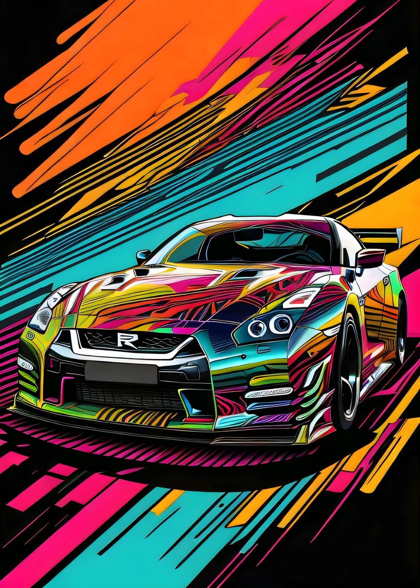 'Nissan GTR R35' Poster, picture, metal print, paint by Sakura Miko ...