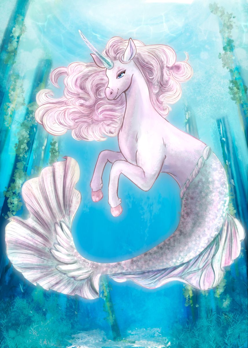 'Unicorn Mermaid' Poster, picture, metal print, paint by Sowas Omega ...
