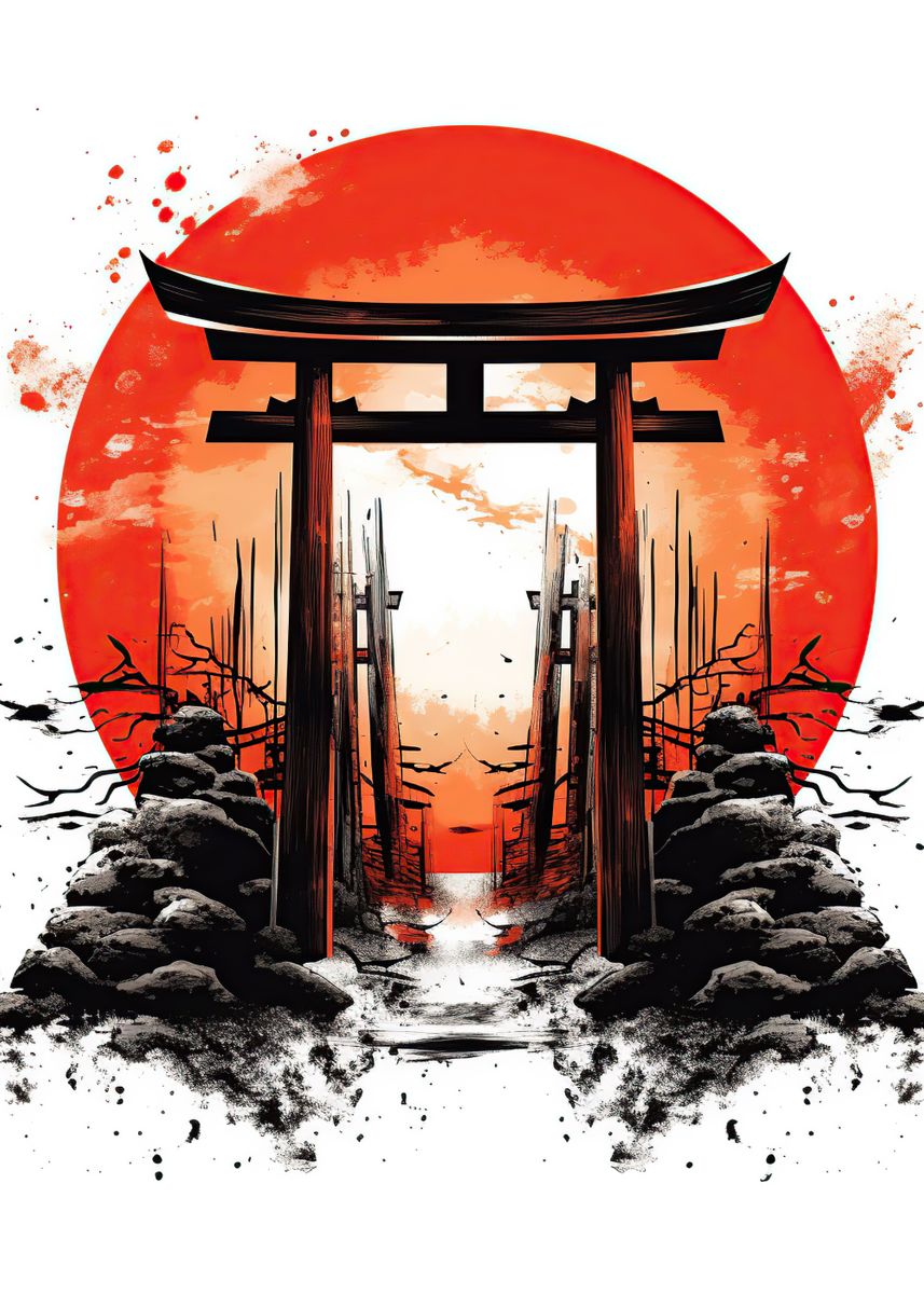 'Torii Gate Japanese' Poster, picture, metal print, paint by Desiree ...