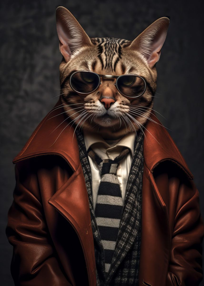 'Gangster Bengal cat' Poster, picture, metal print, paint by Karolina ...