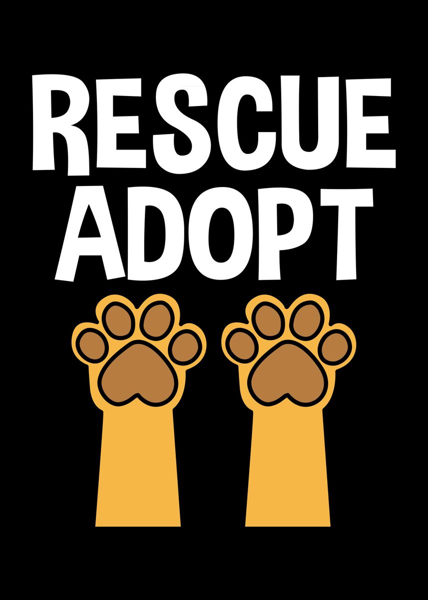 'Cat Rescue Adopt' Poster, picture, metal print, paint by FunnyGifts ...