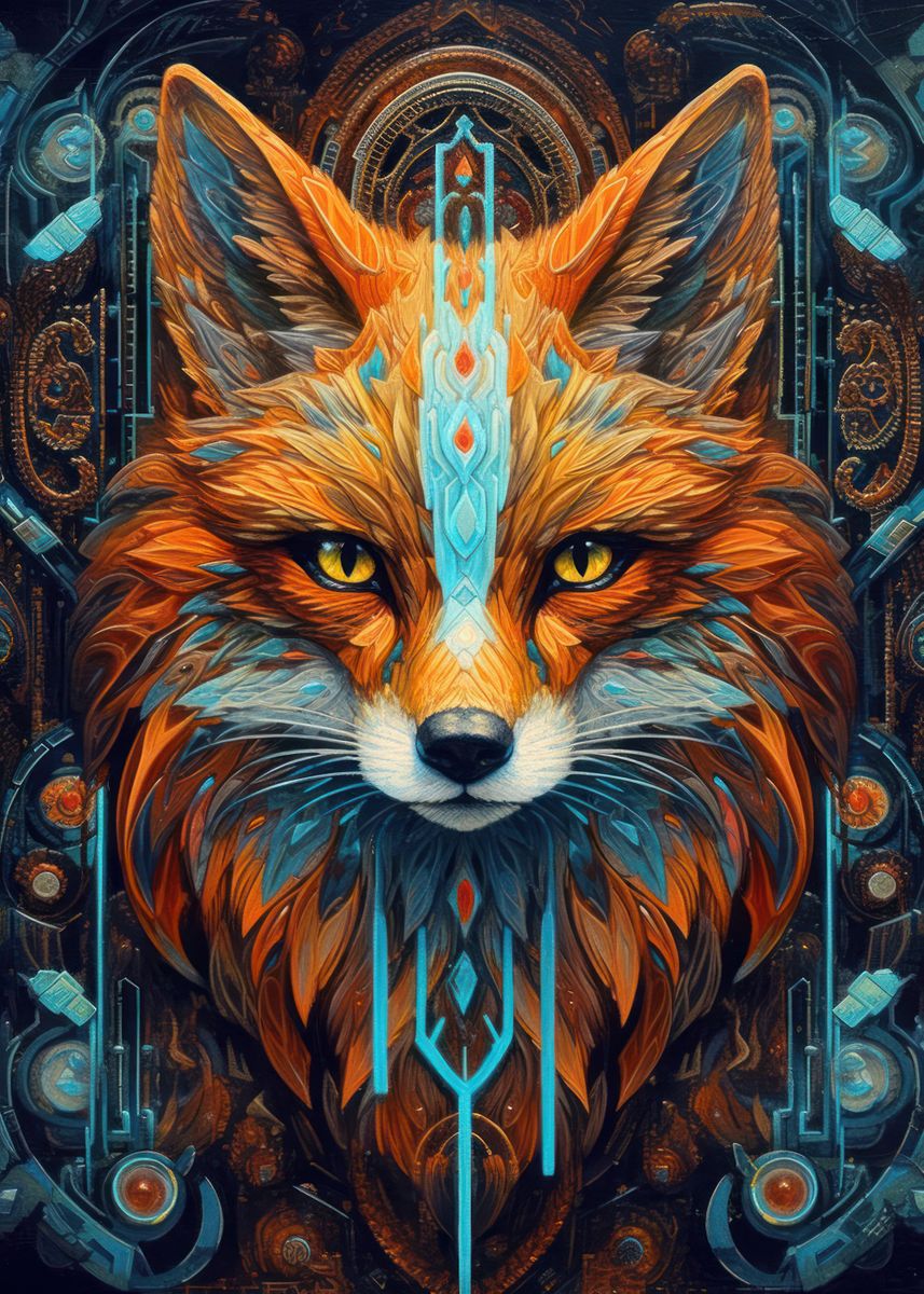 'Neon Tribe Fox' Poster, picture, metal print, paint by Lootprint ...