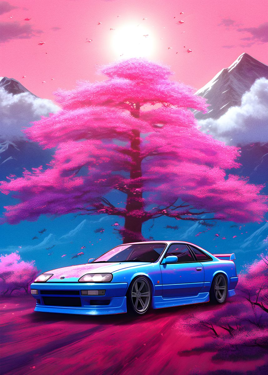 'Nissan Silvia big tree' Poster by Elz art | Displate