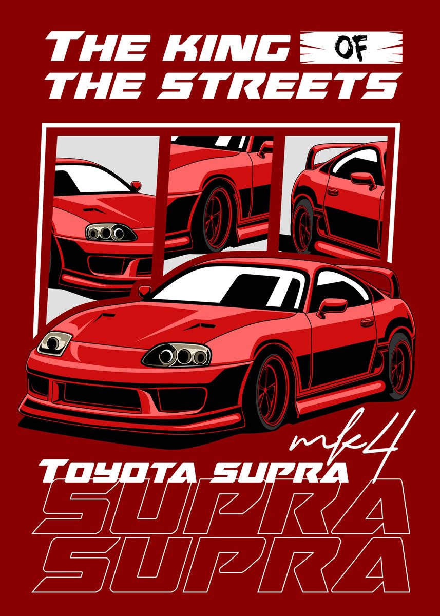 'Red Supra MK IV' Poster by Iqbal harris | Displate