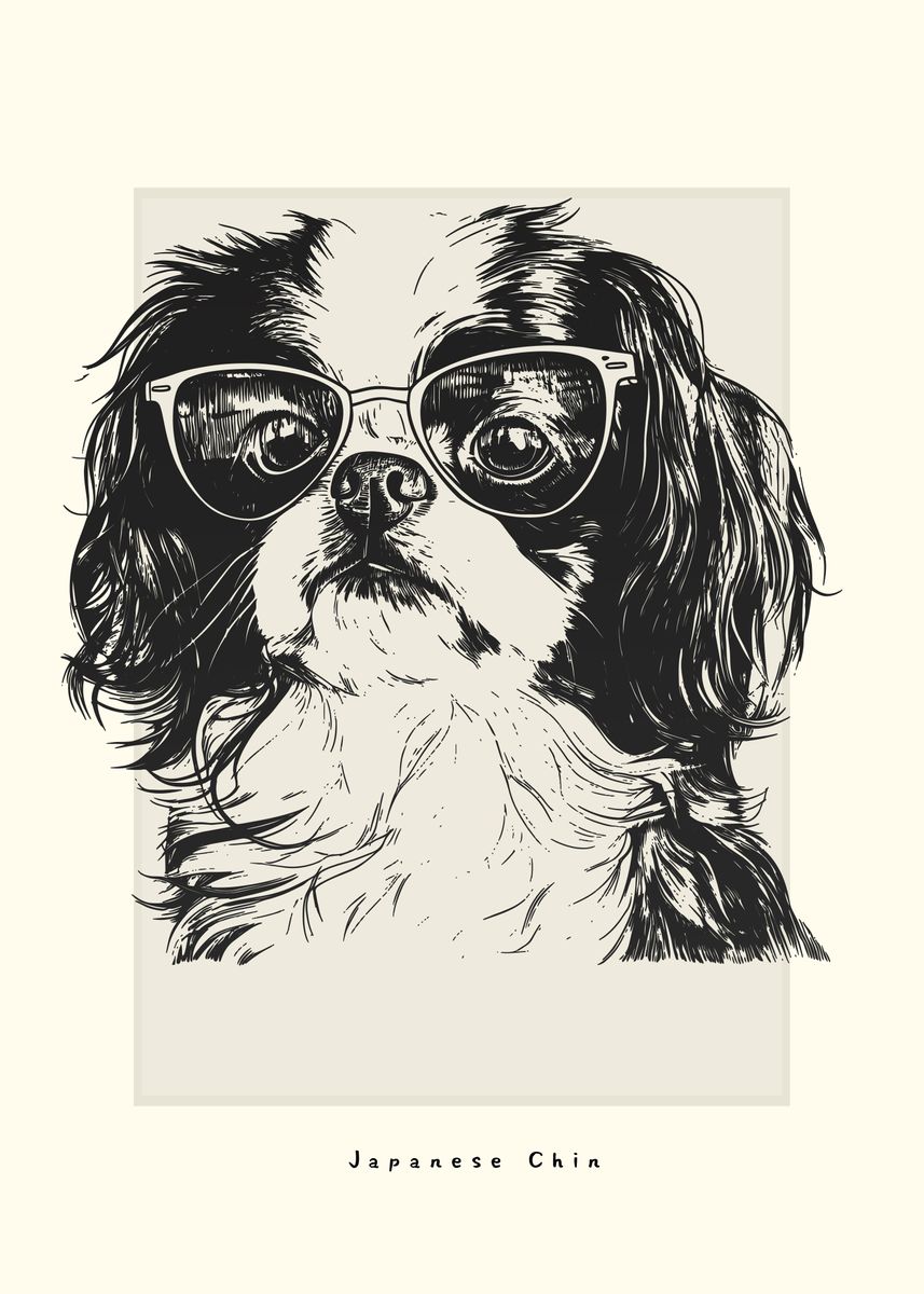 'Japanese Chin Illustration' Poster by Rafael Dxgn | Displate