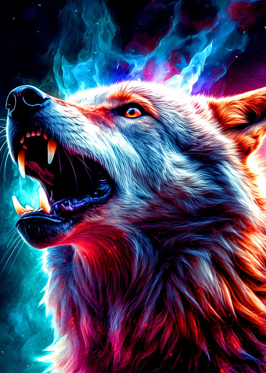 'Wolf' Poster, picture, metal print, paint by Tiker Arts | Displate