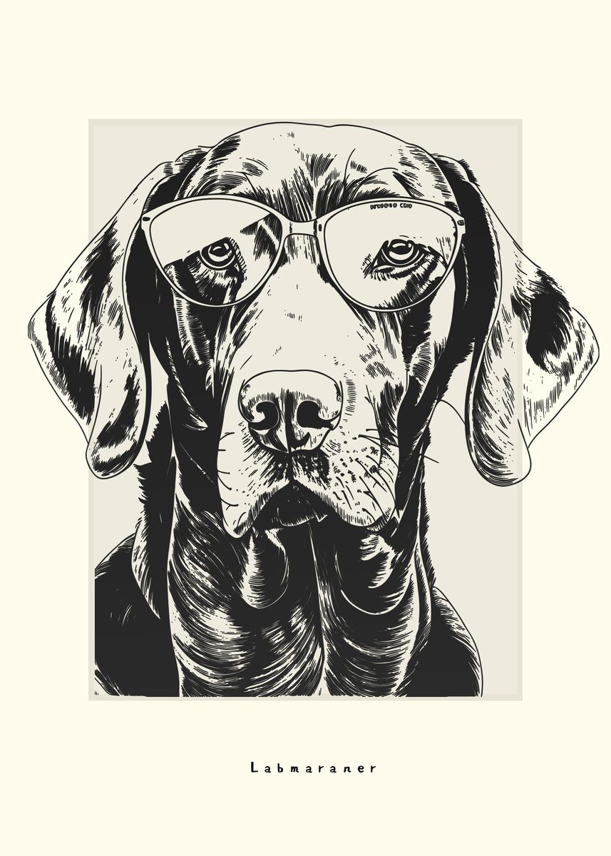 'Labmaraner Illustration' Poster, picture, metal print, paint by Rafael Dxgn | Displate