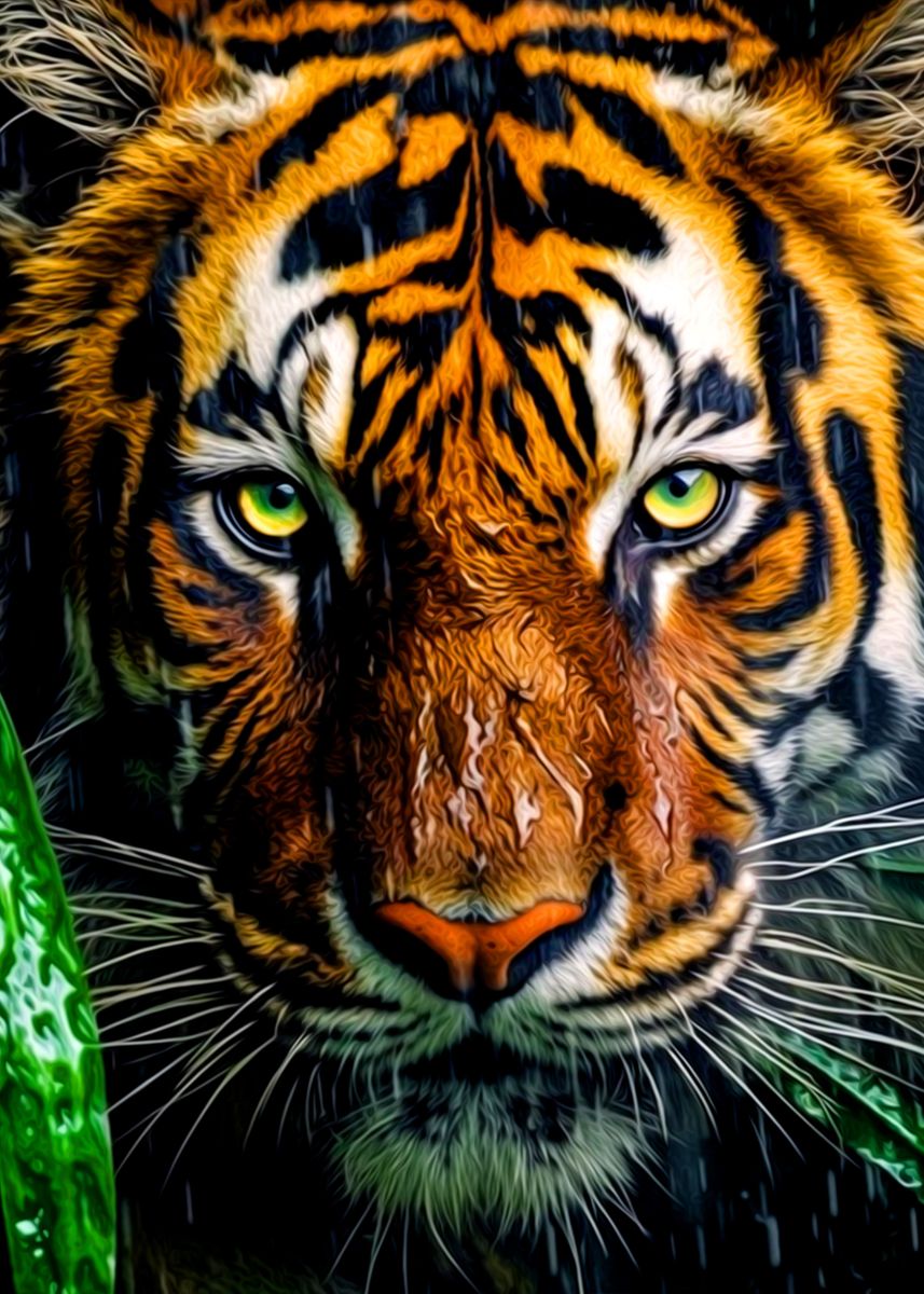 'Tiger' Poster, picture, metal print, paint by bds land | Displate