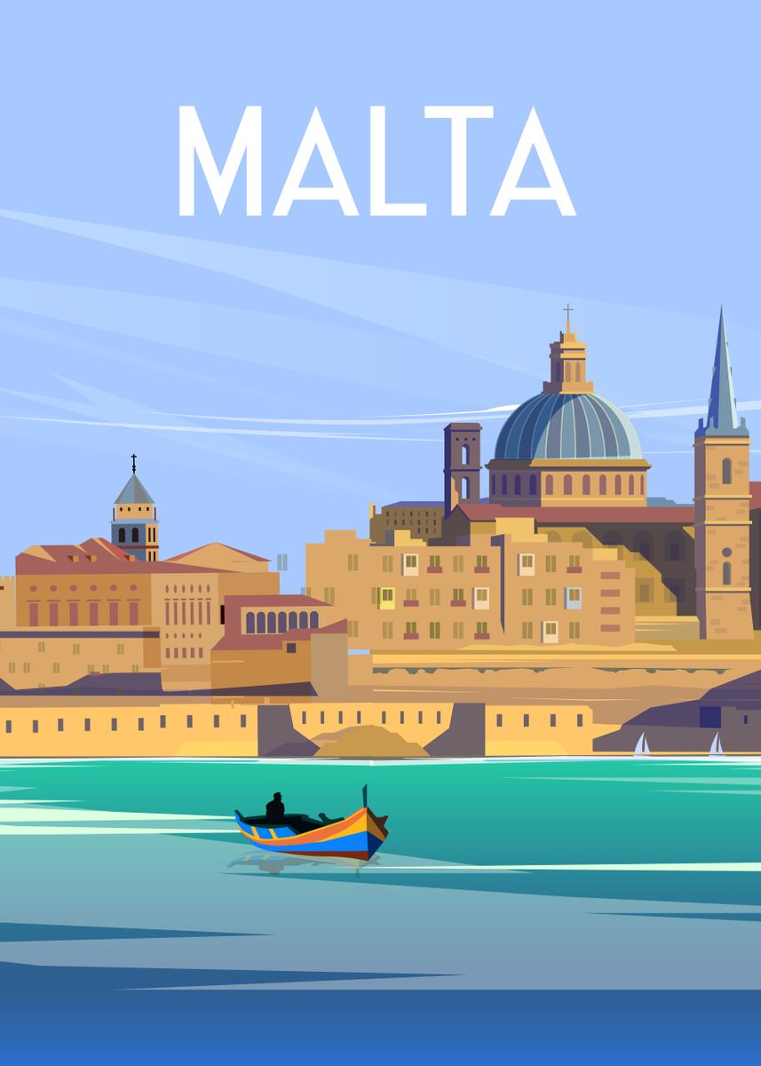 'malta valetta' Poster, picture, metal print, paint by Caravan Studio ...